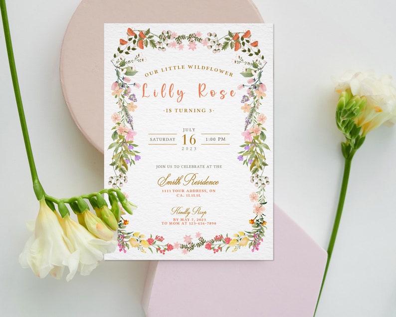 Wildflower Birthday Invitation Custom Birthday Invitation - Etsy