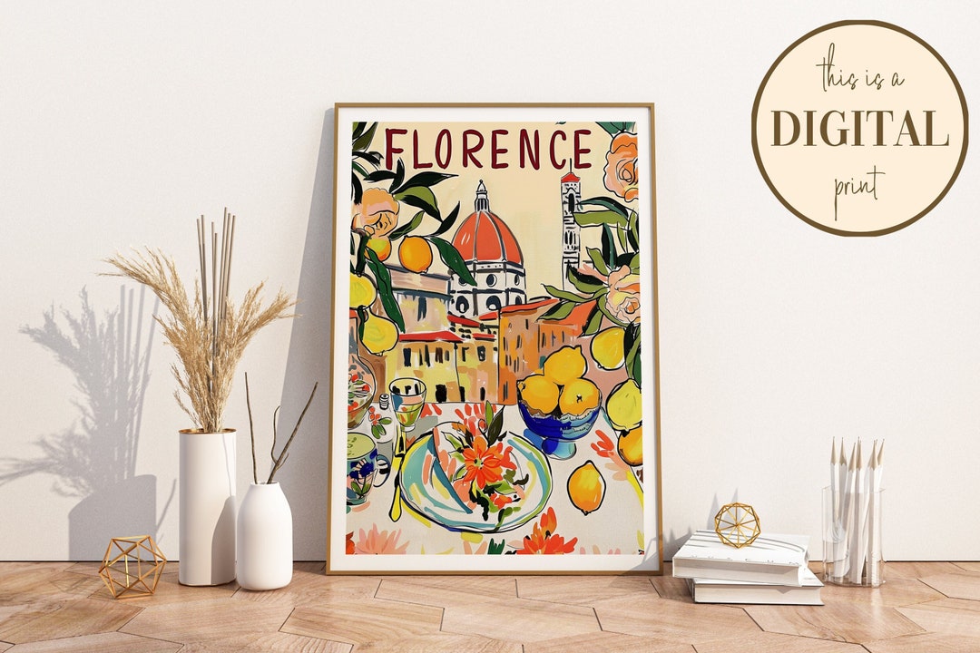Florence Duomo, Italy Printable DIGITAL Art, Colorful Painted Italy ...