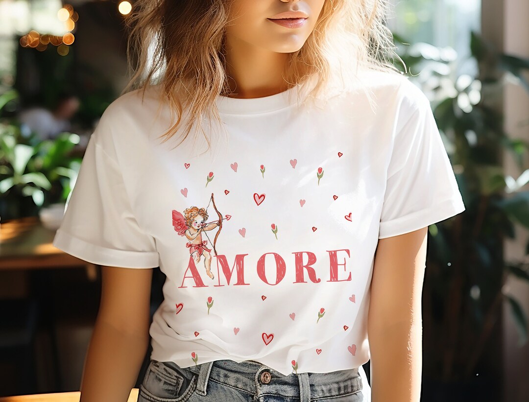 Italian Amore Hand Drawn Valentine's Sweatshirt Sweater, Artsy Cupid ...