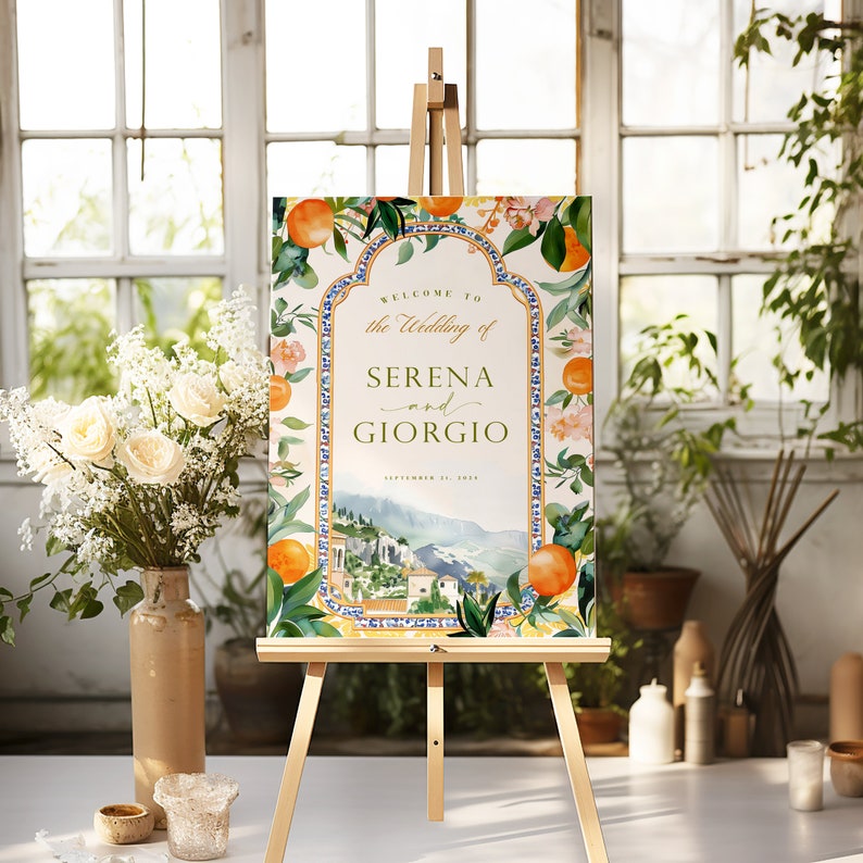 Taormina Sicily Wedding Welcome Sign: Oranges Arch (digital Download ...