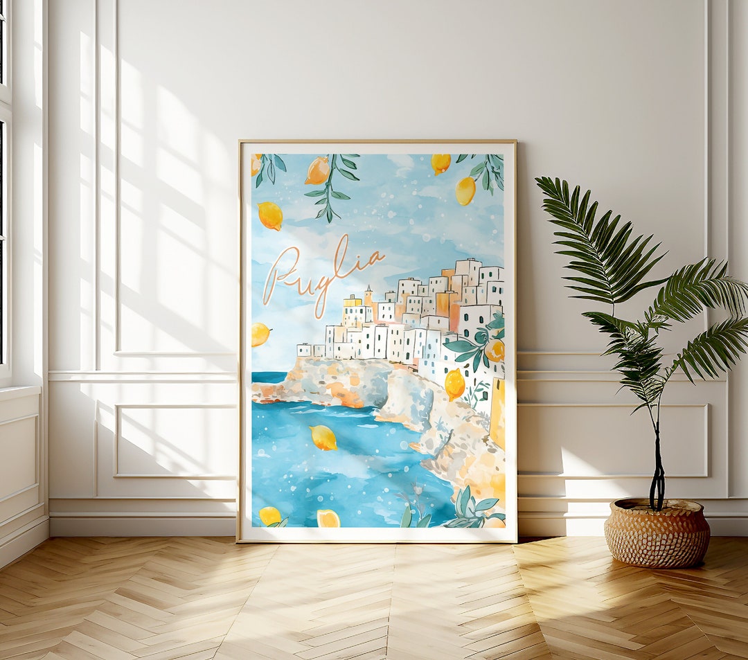 Puglia Italy Printable DIGITAL Art, Polignano a Mare Apulia Italy ...