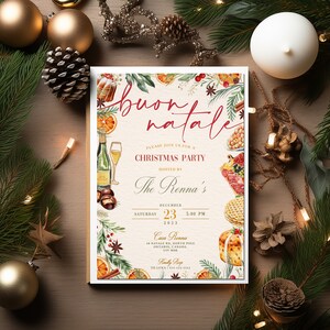 Italian Food Christmas Party Invitation, Holiday Party Invitation ...