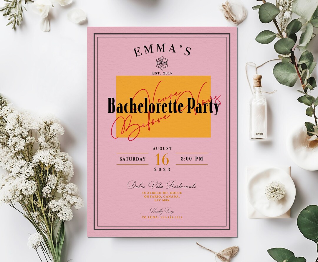Champagne Bachelorette Invitation Digital Download, Engagement Party ...