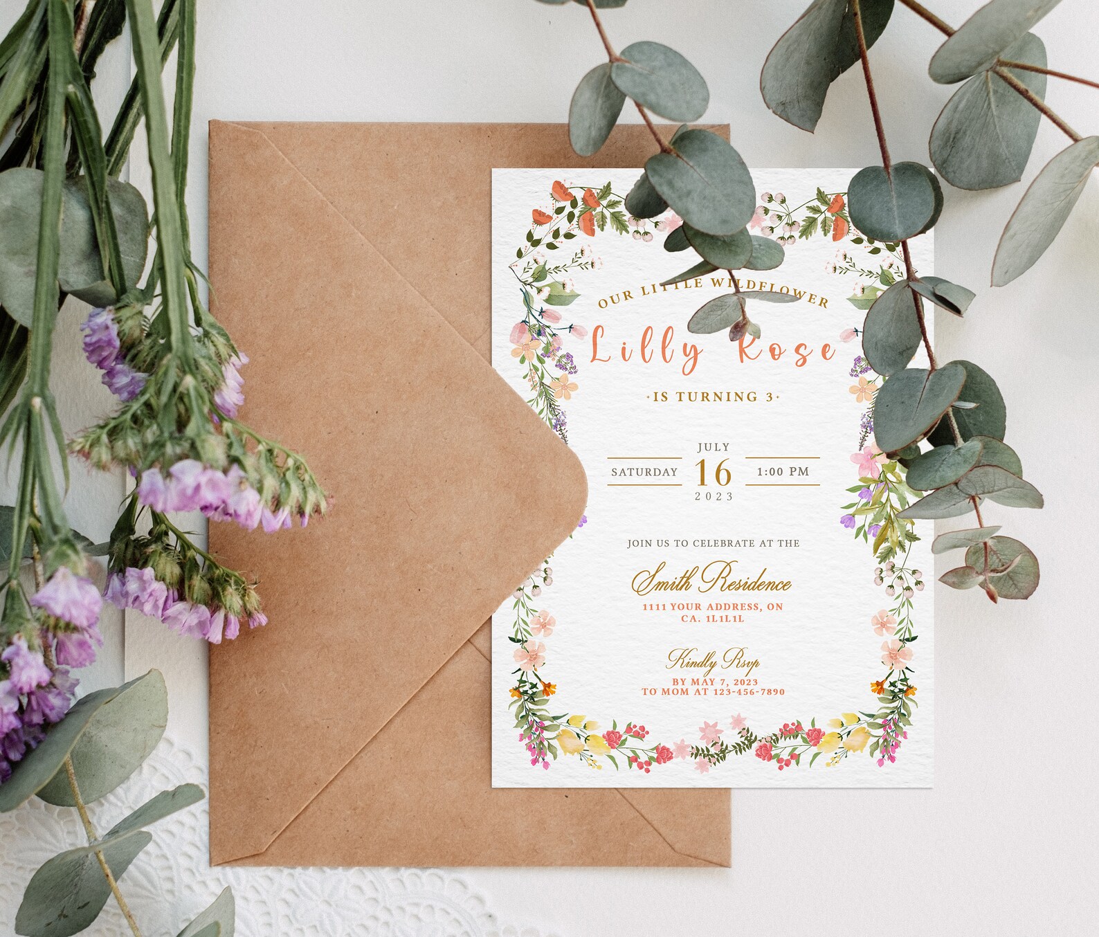 Wildflower Birthday Invitation Custom Birthday Invitation - Etsy