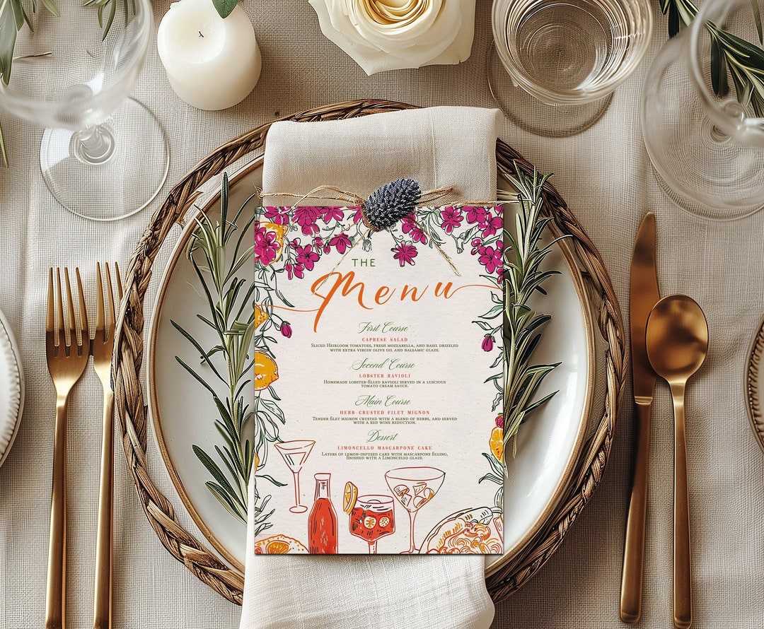 Funky Italian Dinner Menu: Spritz & Pizza Design (digital Download 5x7 ...
