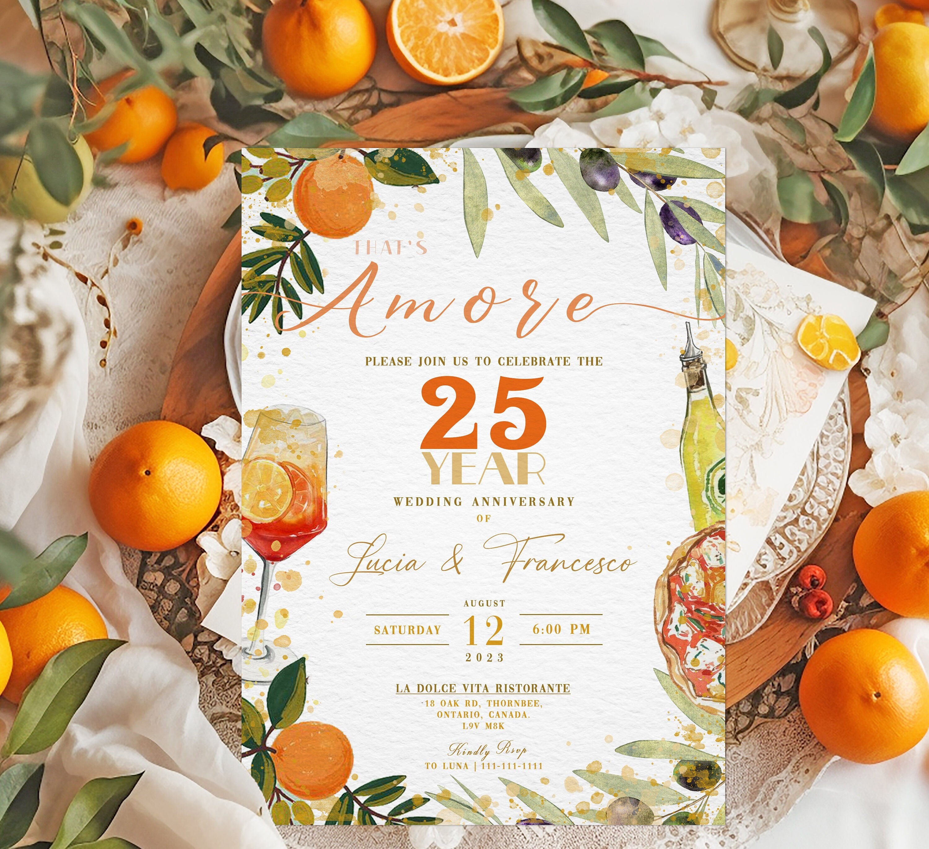 Custom Milestone Anniversary Invitation Italian Style Italy - Etsy