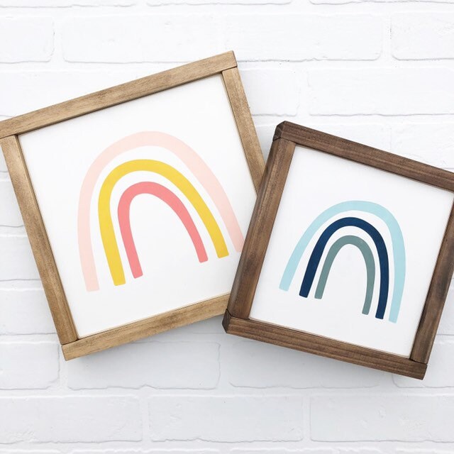 Rainbow Wood Sign Modern Farmhouse Wood Sign Kids Room | Etsy