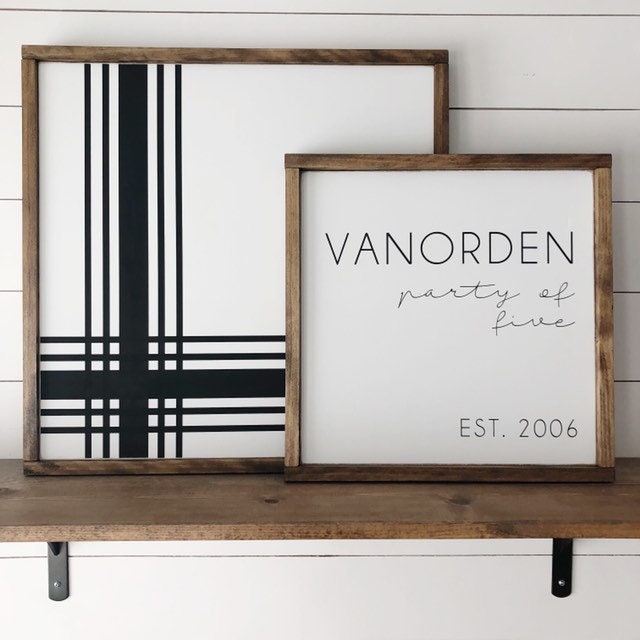 Plaid Accent Sign Square Modern Farmhouse Wood Signs - Etsy
