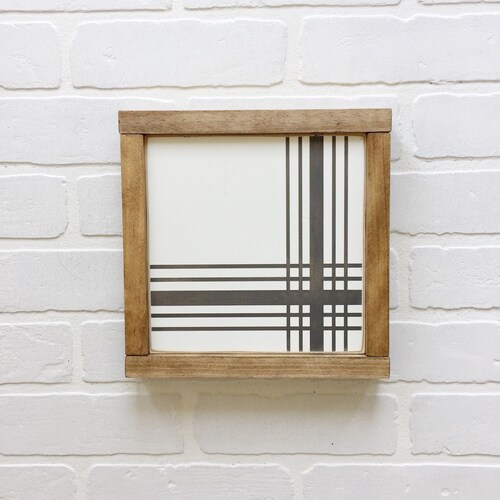 Plaid Accent Sign Square Modern Farmhouse Wood Signs - Etsy