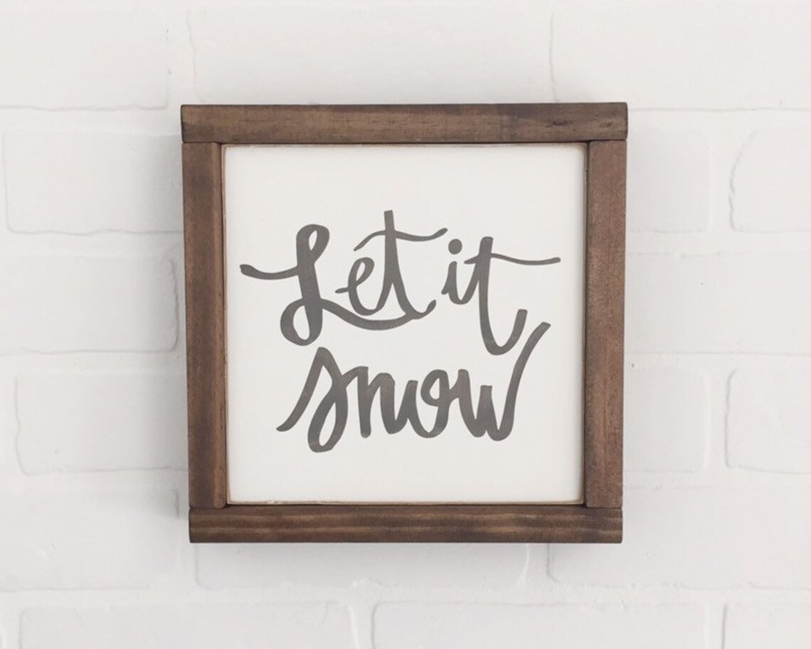 MINI Let It Snow Sign 9 Square Modern Farmhouse Wood - Etsy