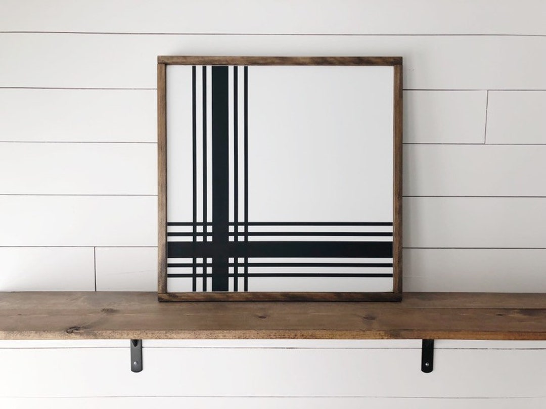 Plaid Accent Sign Square Modern Farmhouse Wood Signs Wall & Shelf Decor ...