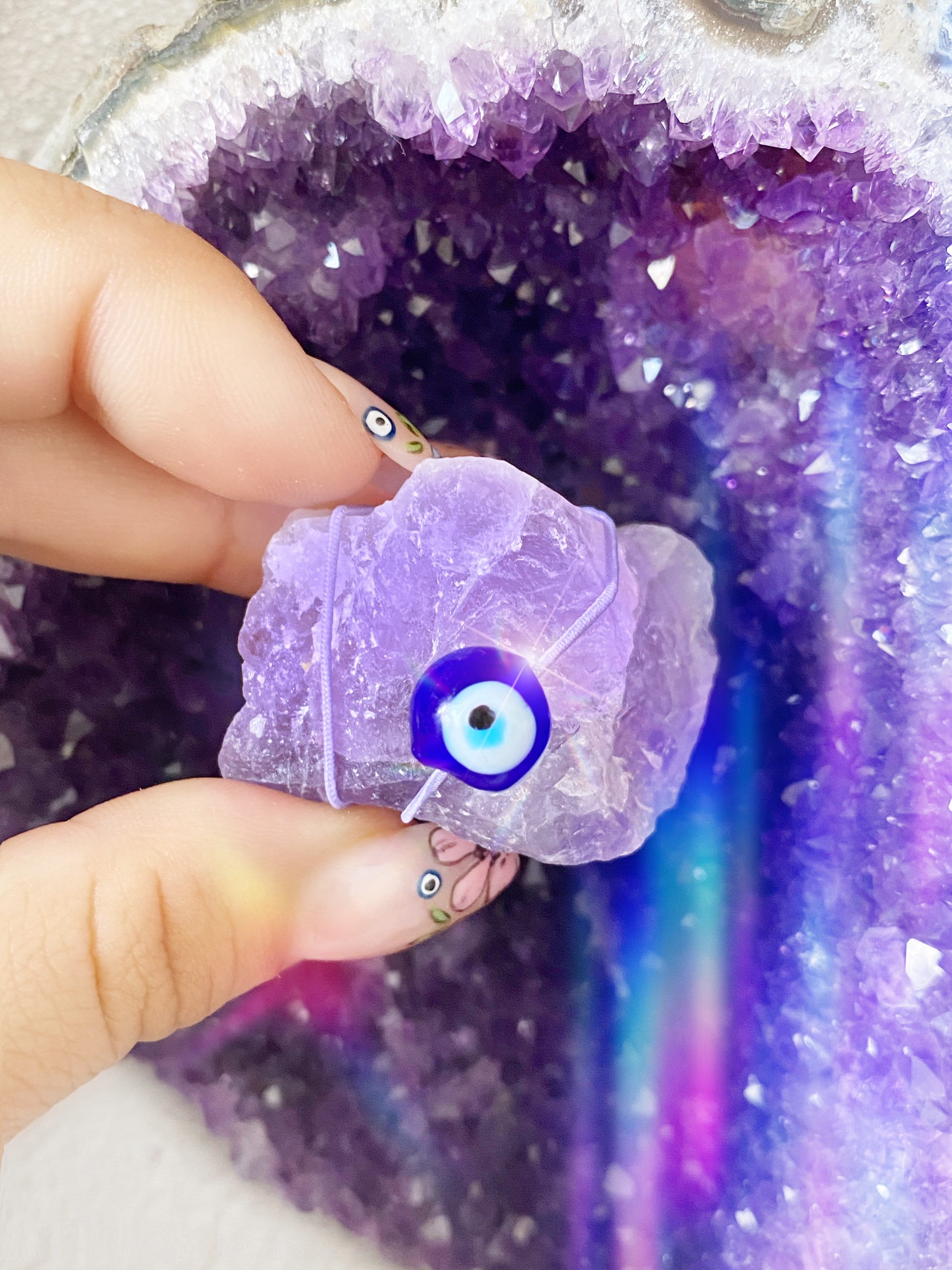 Evil Eye Amethyst Cluster | Etsy