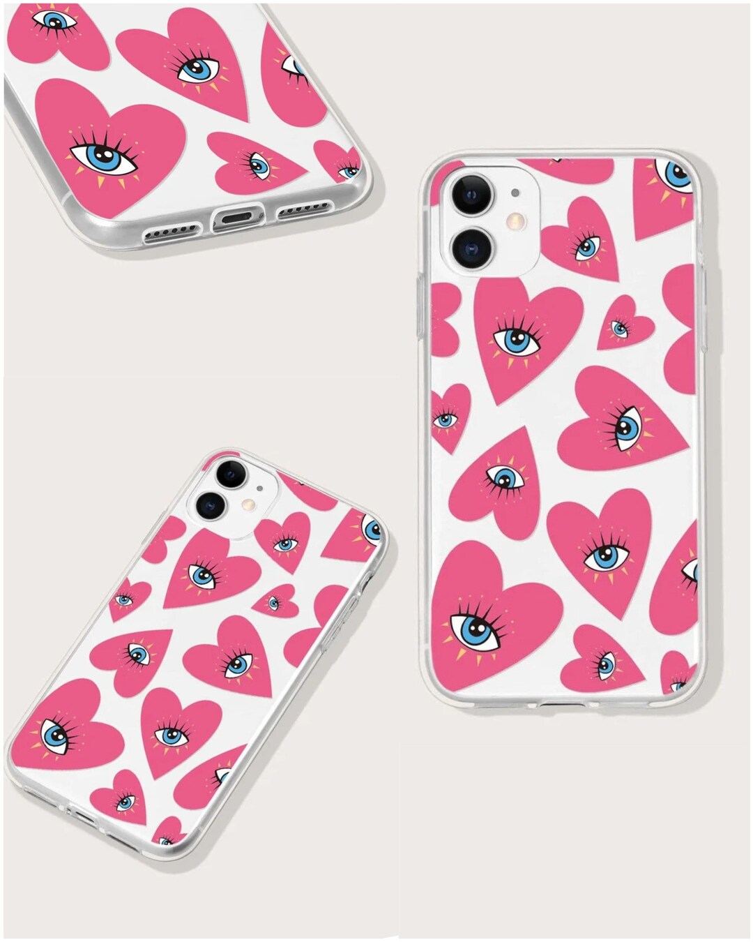Pink Heart Evil Eye Phone Case - Etsy