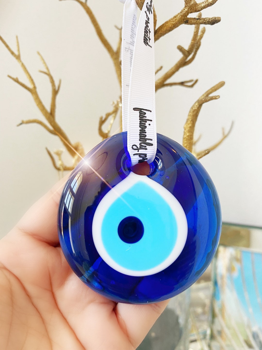 Large Original Evil Eye Glass Wall Decor and DUSTBAG - Etsy