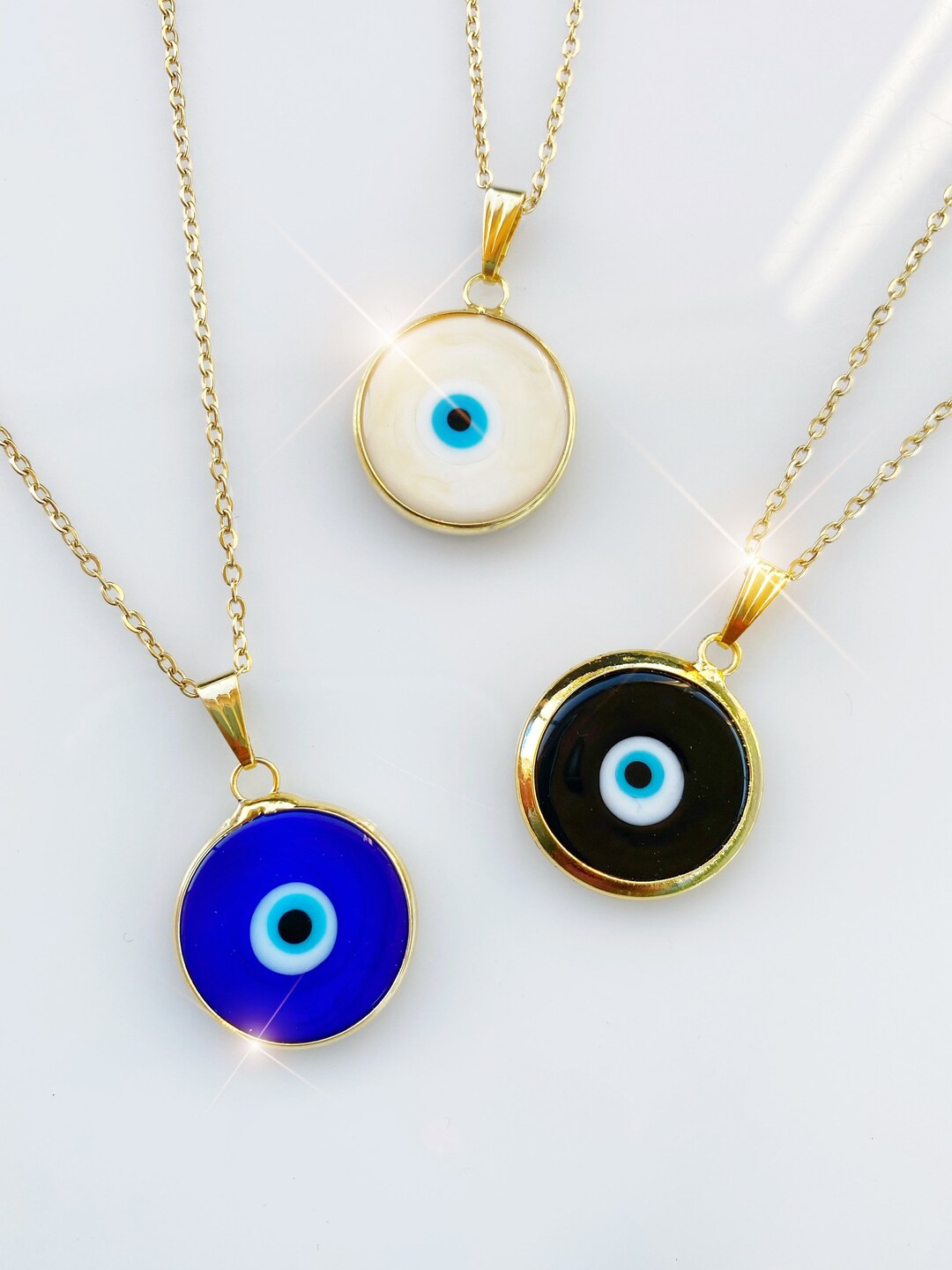 Original Evil Eye GLASS Amulet 24kt Brushed - Etsy