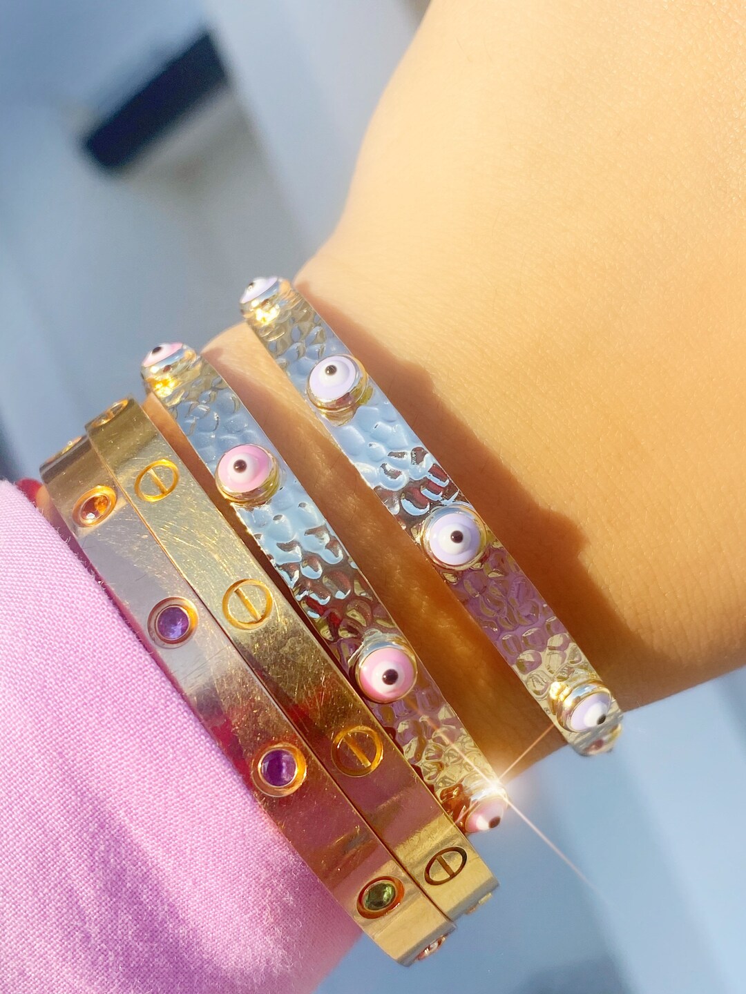 Pastel Antique Evil Eye Bangles - Etsy
