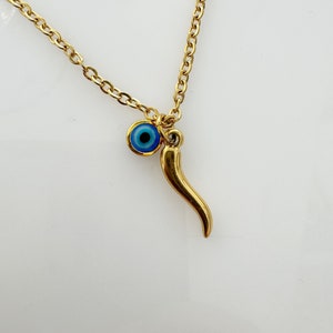 Evil Eye Red Chili Maloccio Cornicello Silver Gold Necklace, Italian ...