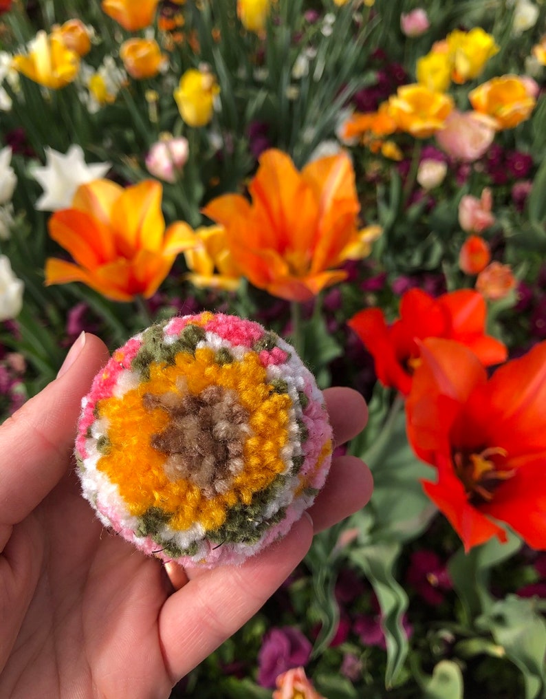 Floral Pom Pom Keychain Two Sizes Customizable Bulk Pom - Etsy