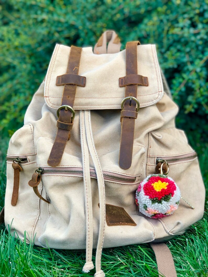 Floral Pom Pom Keychain Two Sizes Customizable Bulk Pom | Etsy