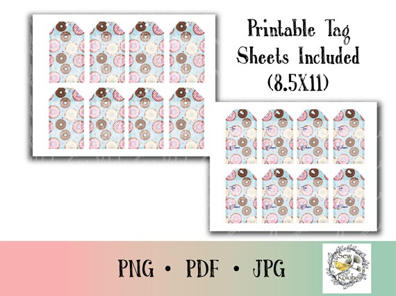 Donut Printable Gift Tags Gift Tag PDF Print and Cut File - Etsy