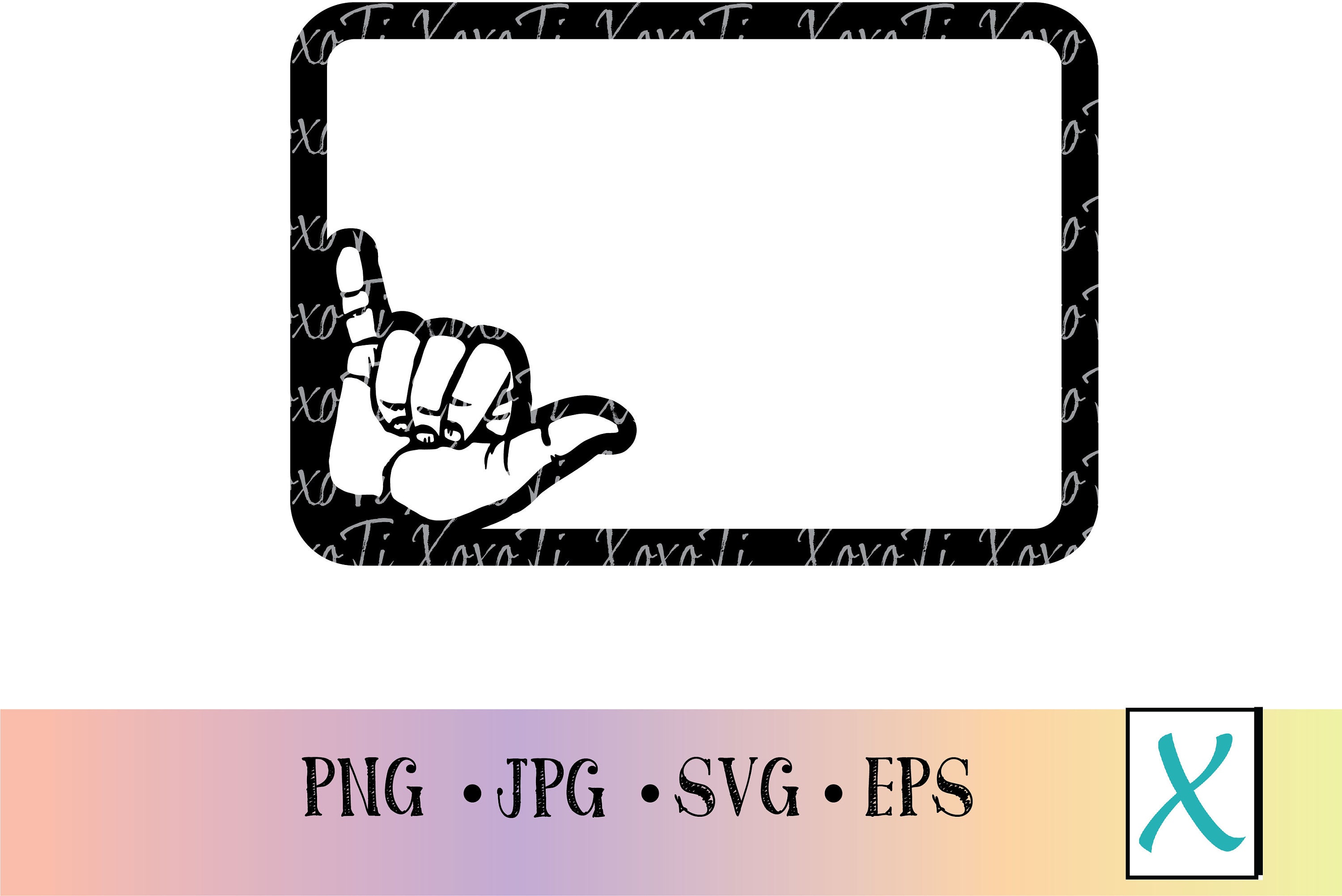 Hawaii Shaka Hand Frame SVG | Rounded Corner Cut File (digital Download ...