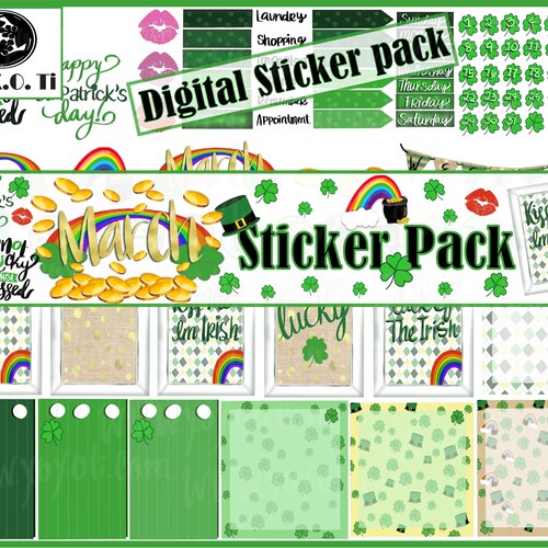 March St Patrick's Day Digital Planner Stickers Kit - Etsy
