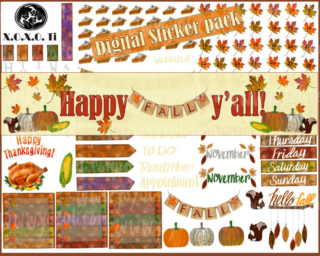 Bullet Journal Planner Fall Sticker Pack All Pre Cropped for Good Notes ...