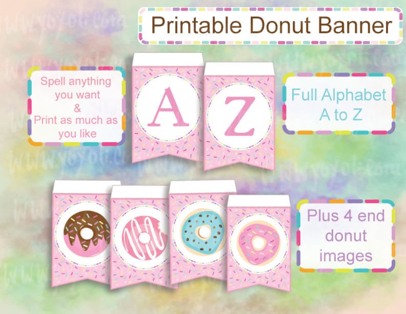 Instant Download Printable Donuts Banner PDF File Included | Etsy