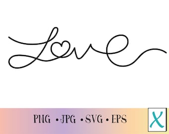Love Word Heart Svg | Etsy