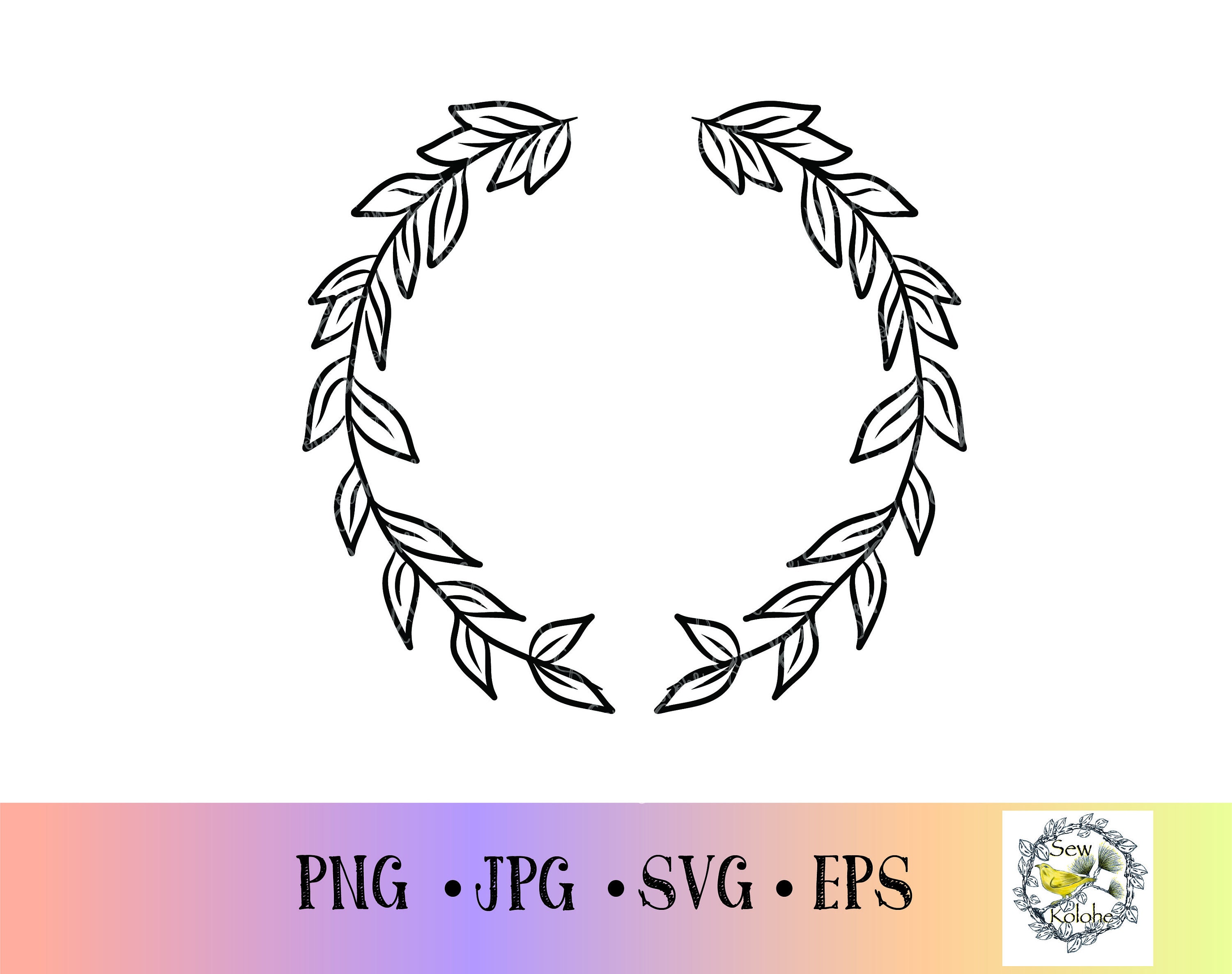 Hand Drawn Leaf Circle Frame, Leaf PNG File, Leaves Clipart, Leaf Frame ...