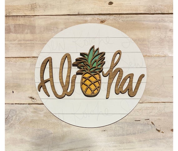 Aloha Hawaii sign with pineapple laser cut and engrave file | Etsy