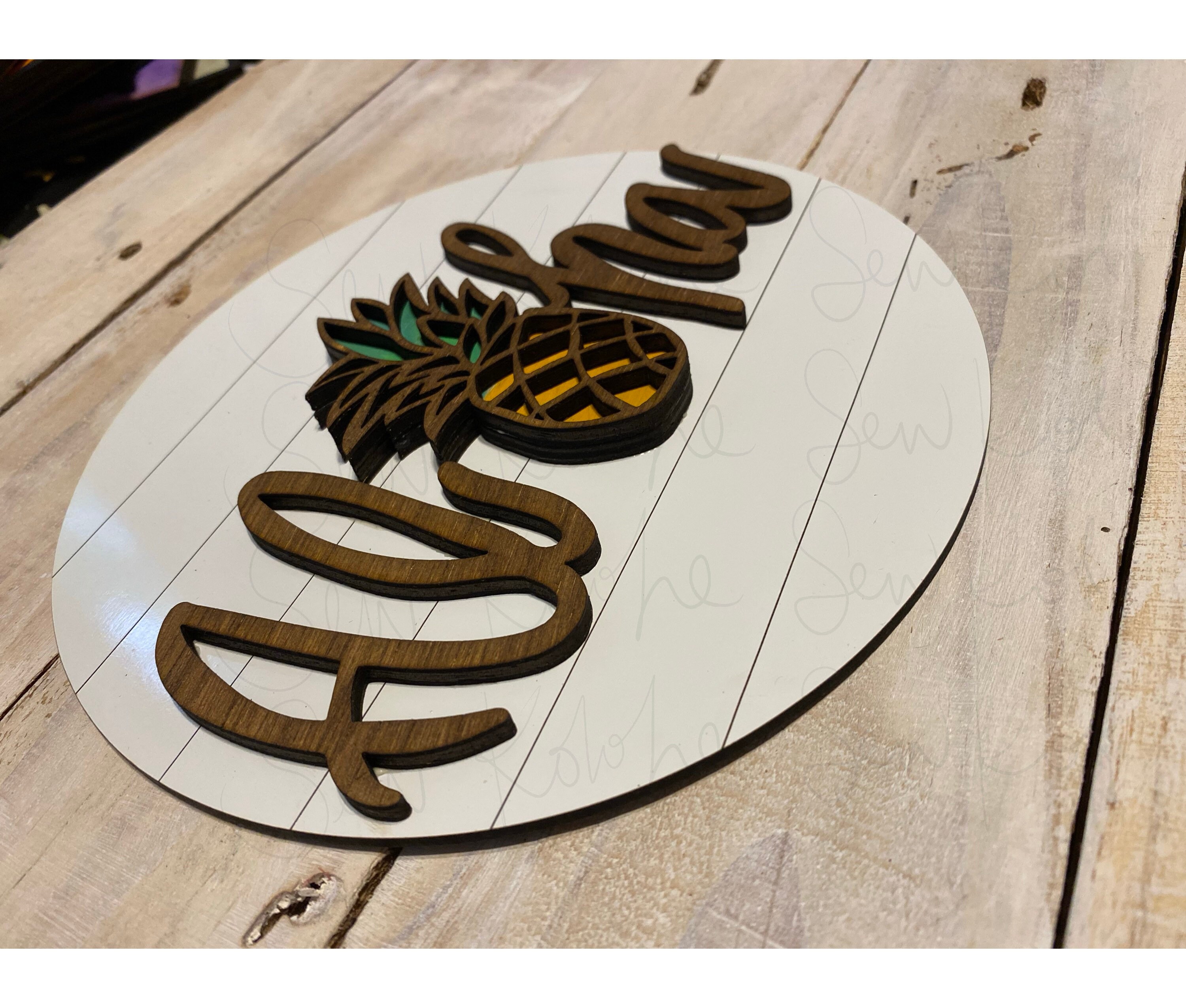 Aloha Hawaii Sign With Pineapple, Laser Cut and Engrave File, Svg File ...