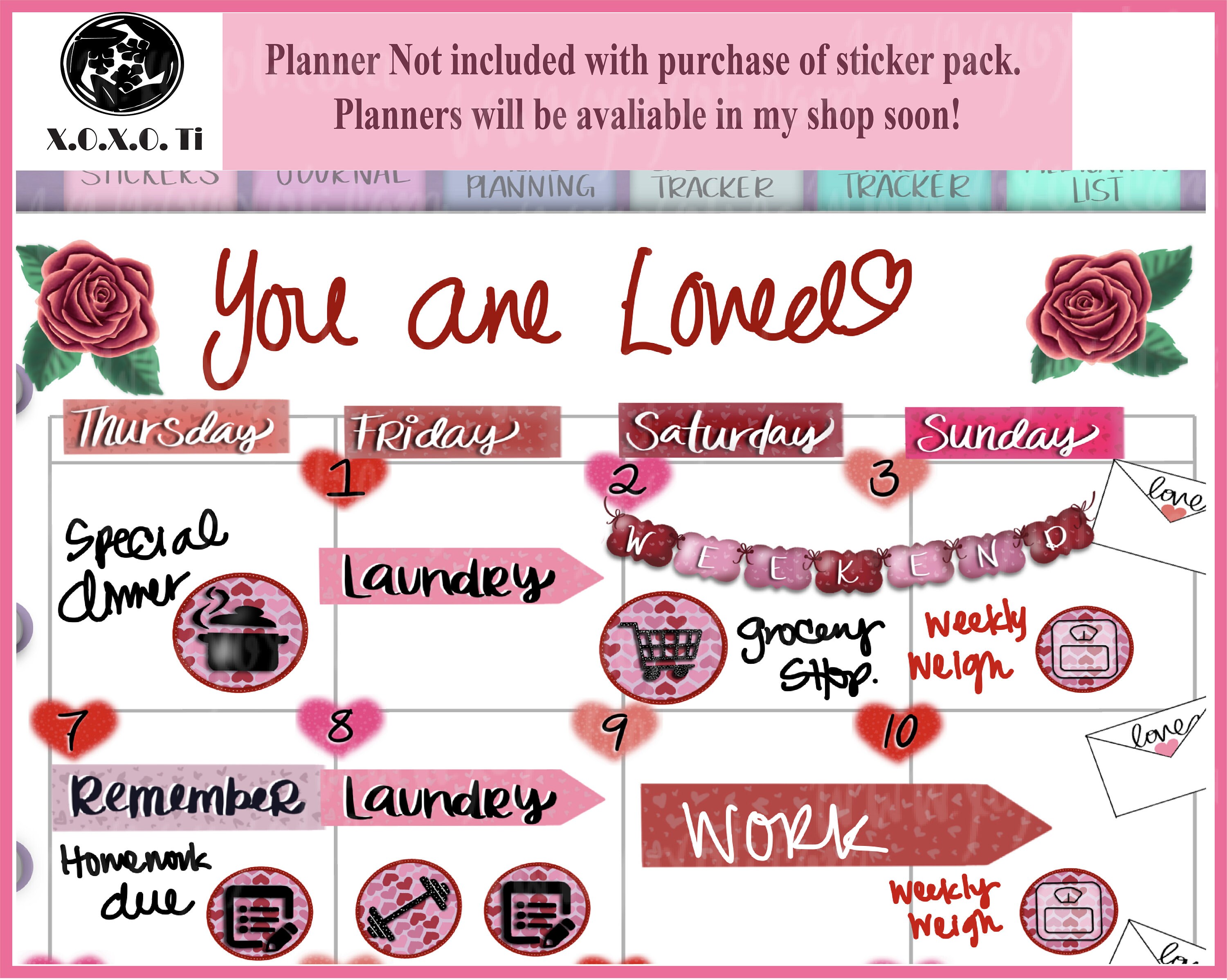 Bullet Journal Digital Sticker Pack February Valentine Themed - Etsy
