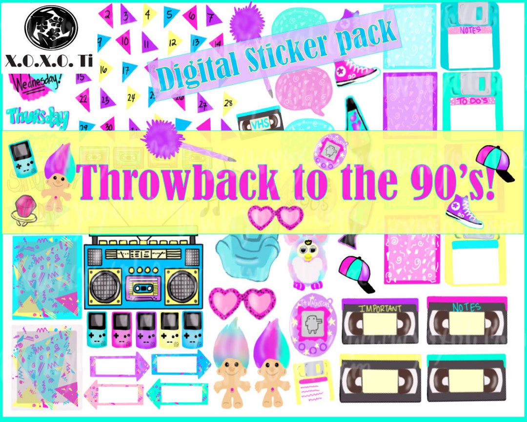 90s Clipart-digital Planner-stickers-throwback-90s Sticker Pack-90s ...