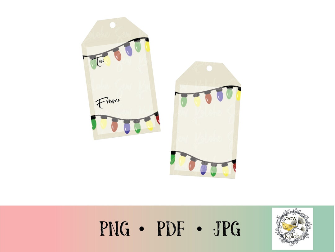Christmas Lights Printable Gift Tags, Gift Tag PDF, Print and Cut File ...