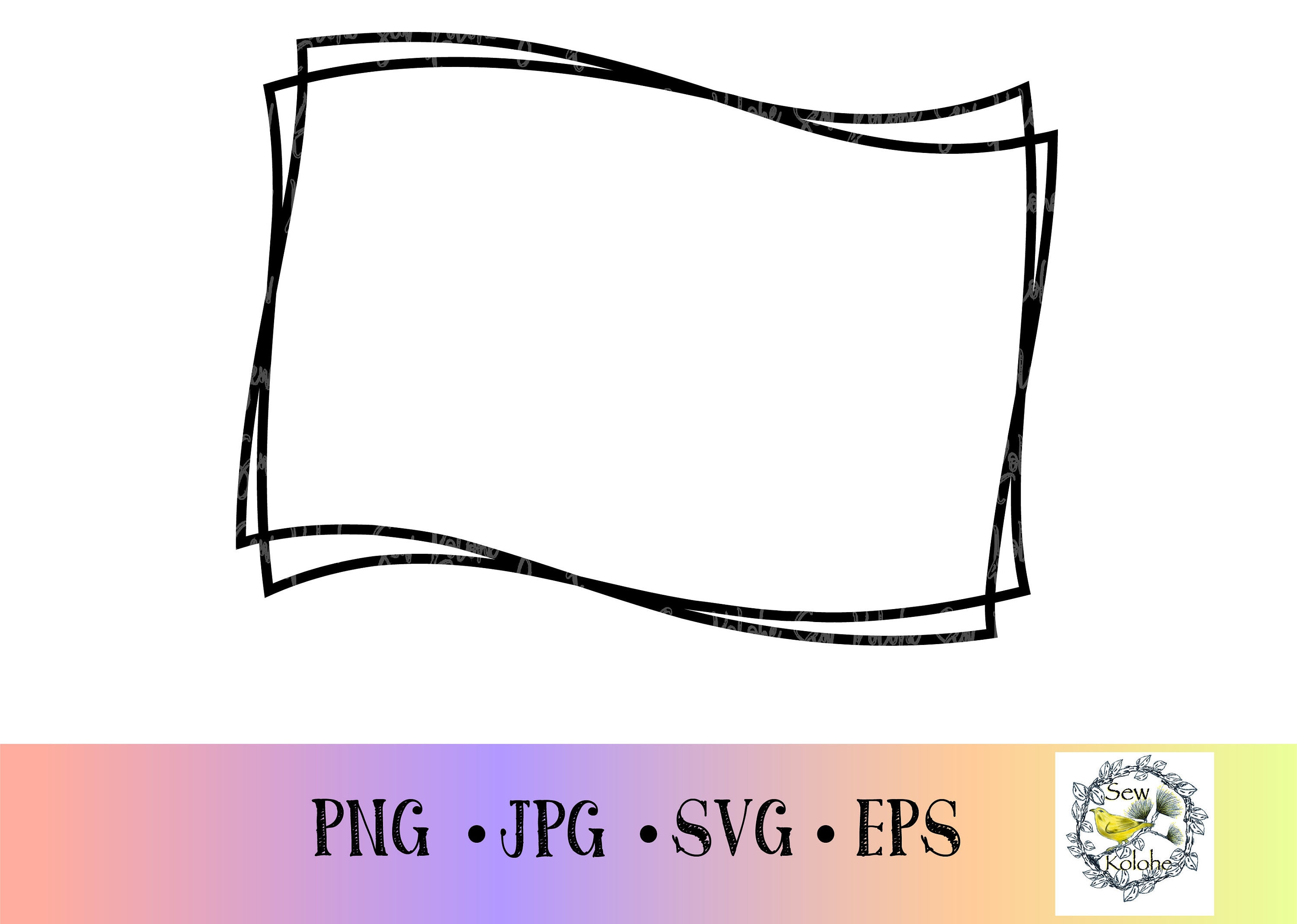 Double Wave Rectangle Frame, Shape SVG, Rectangle Wave PNG, Frame SVG ...