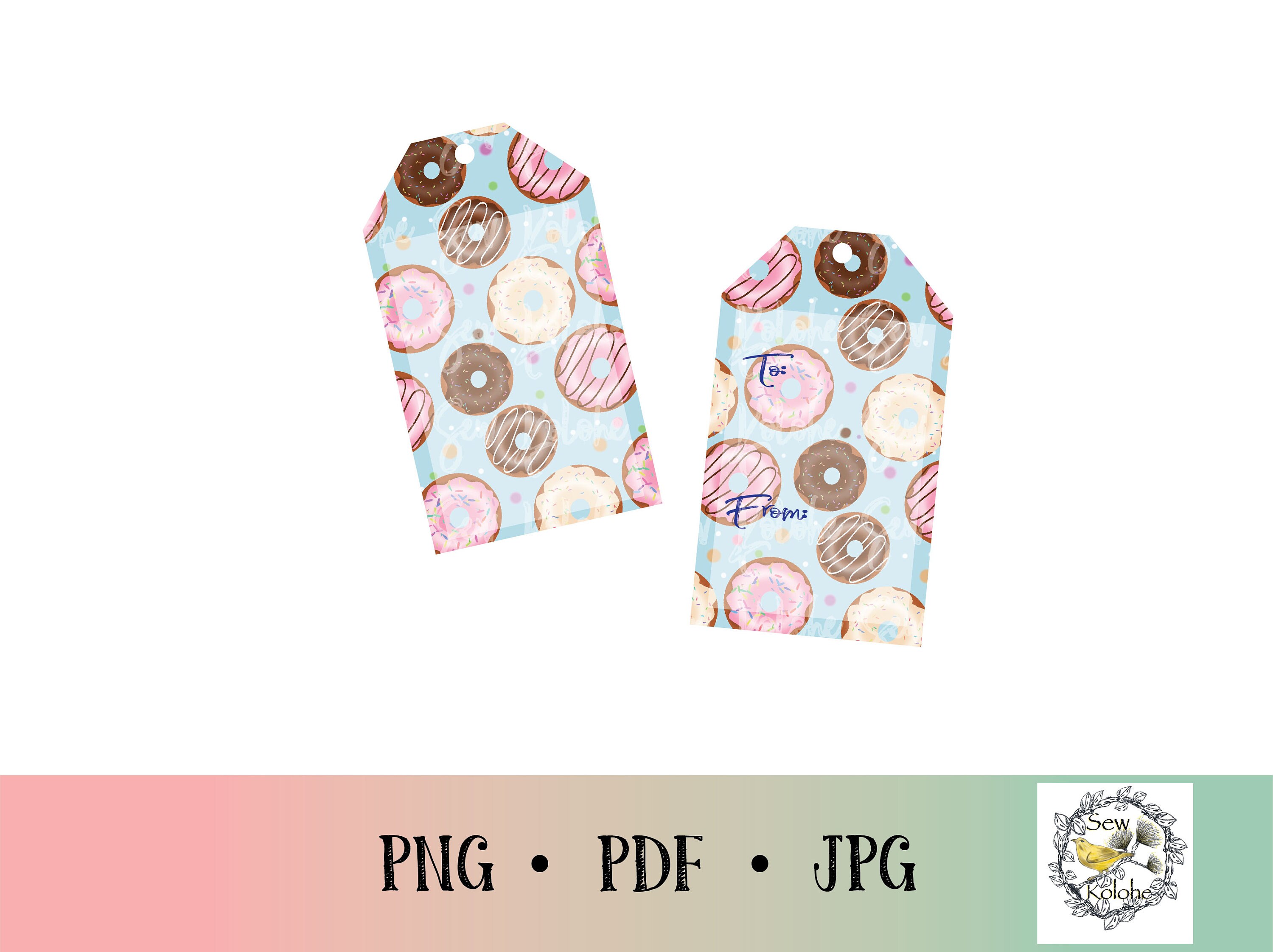 Donut Printable Gift Tags, Gift Tag PDF, Print and Cut File, Print File ...
