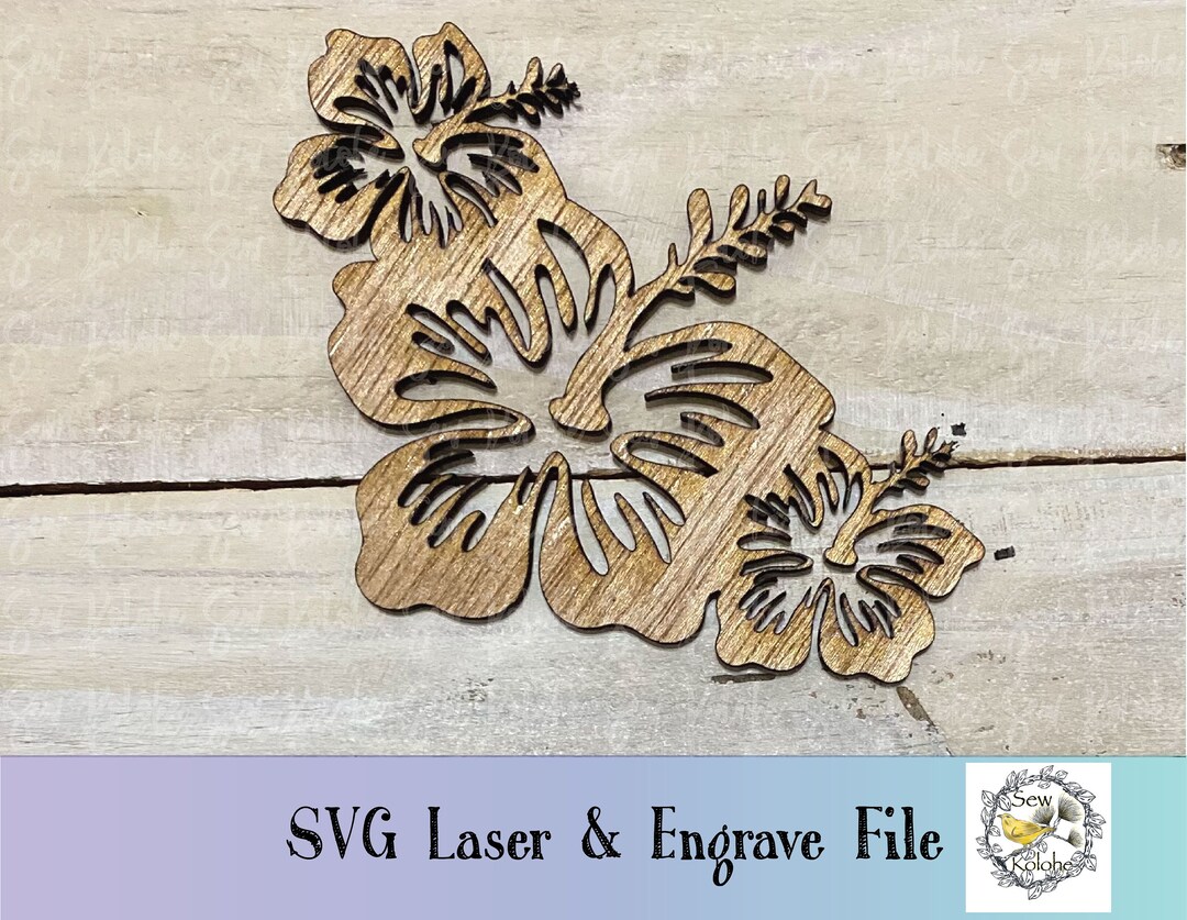 Hibiscus Flower Cluster Laser and Engrave File, Hibiscus Svg, Hawaiian ...