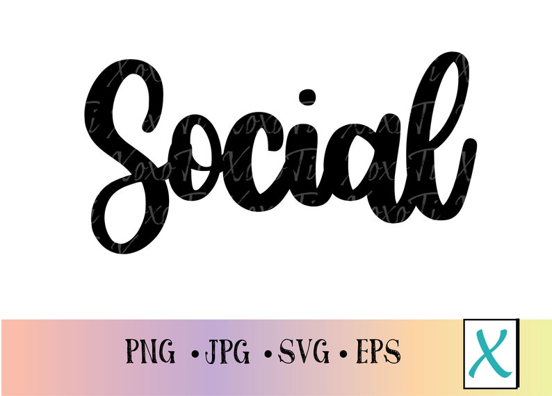 Social Word Clip Art-social-calligraphy-cut File-word Cut File-decal ...