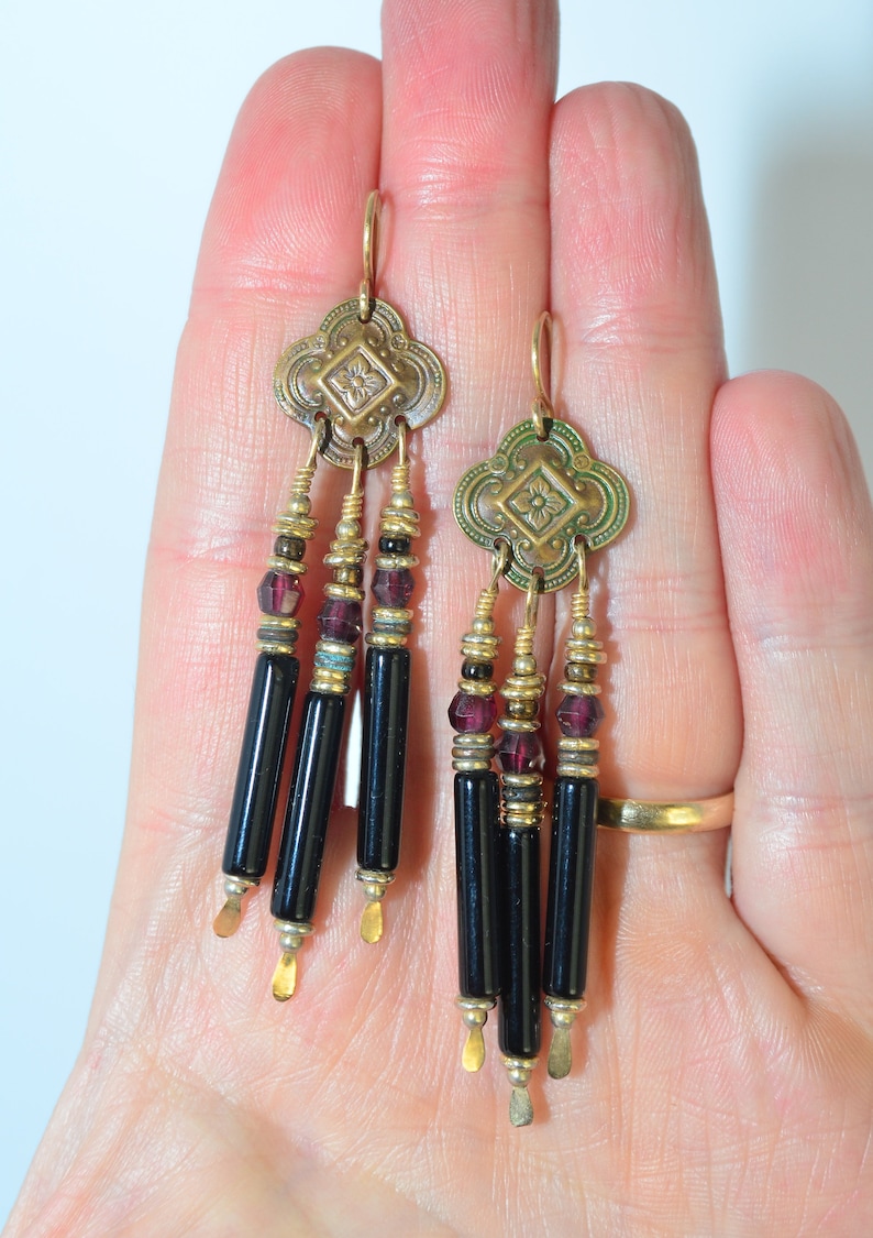 Vintage Tabra Gemstone Floral Design Earrings - Etsy