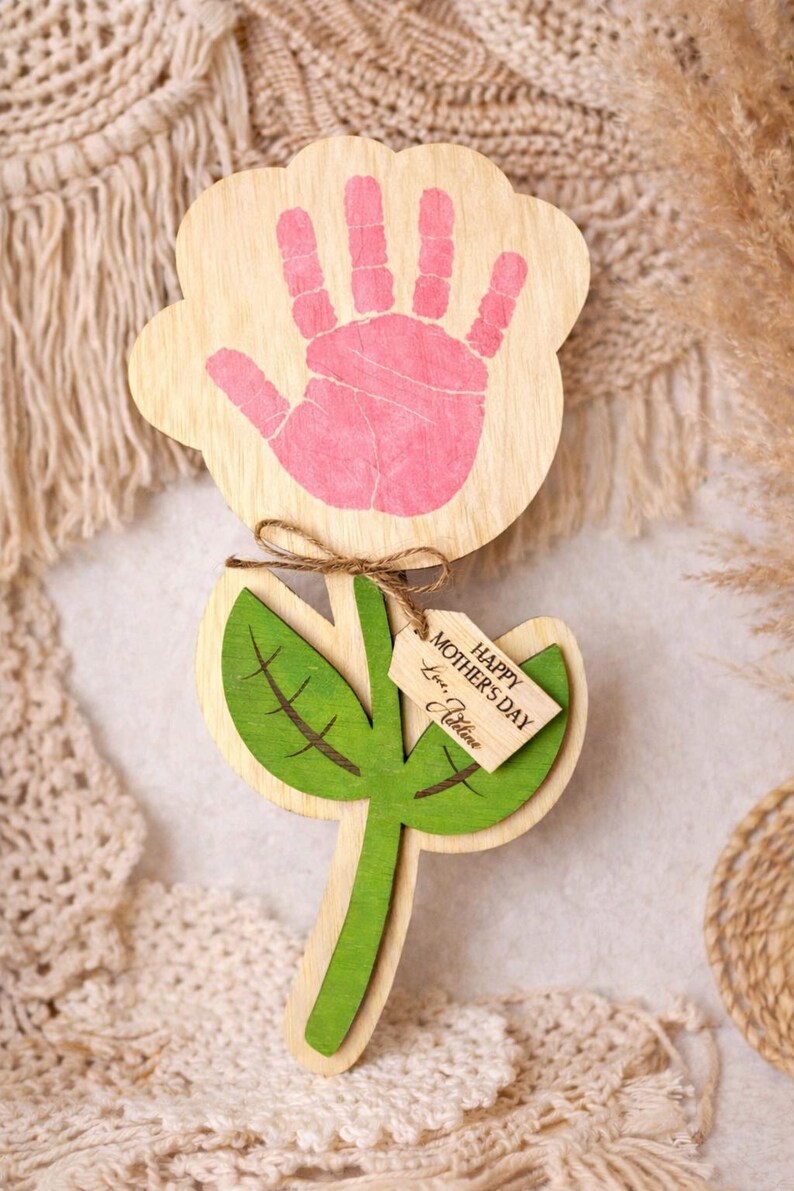 Personalized Mother’s Day Handprint Flower | Kids Handprint Craft Gift ...