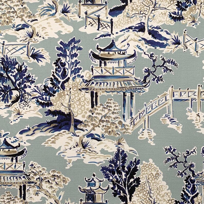 Chinoiserie Print-asian Print-blue Beige Print-pillows-light - Etsy