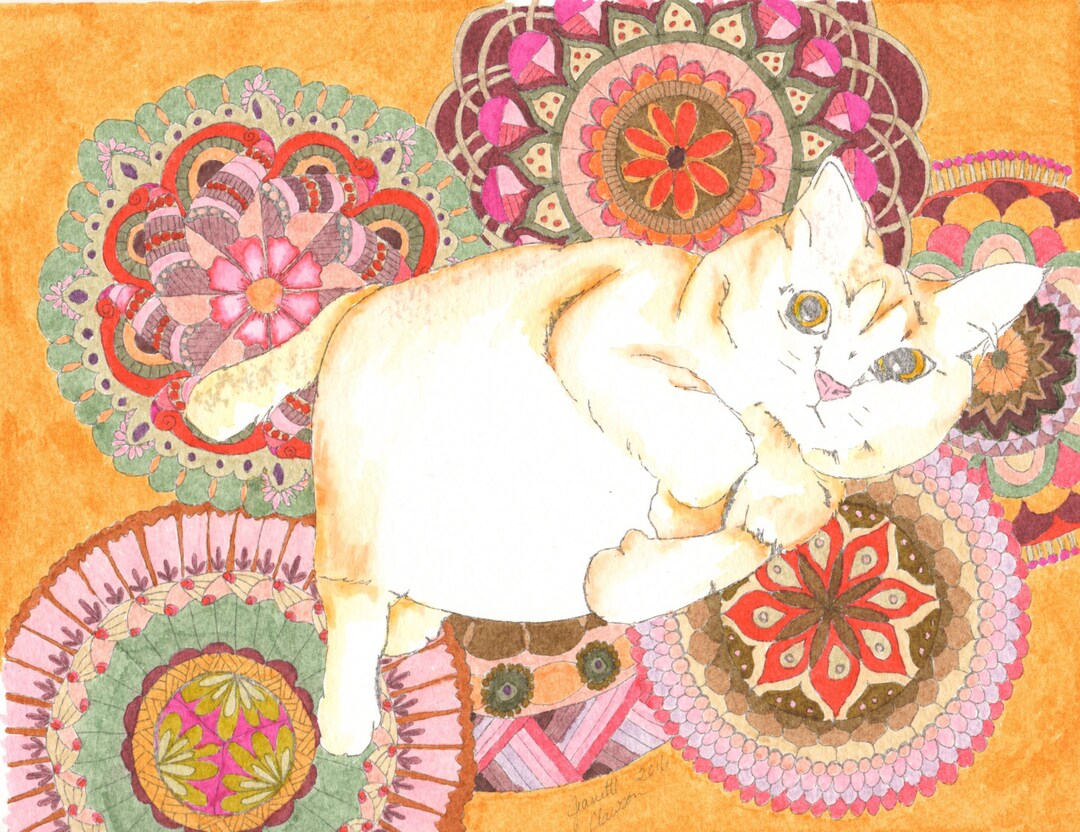 Groovy Cat Coloring Page - Etsy
