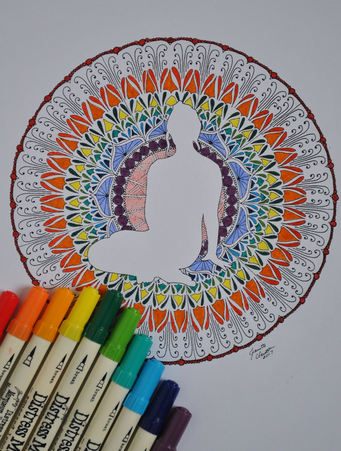 Peace Zentangled Mandala Coloring Page: Yoga Zendala - Etsy