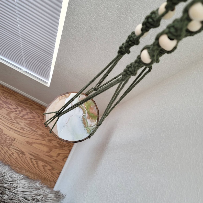 Macrame Hanging Table Aspen Wood Night Stand Fluid Art Decor - Etsy