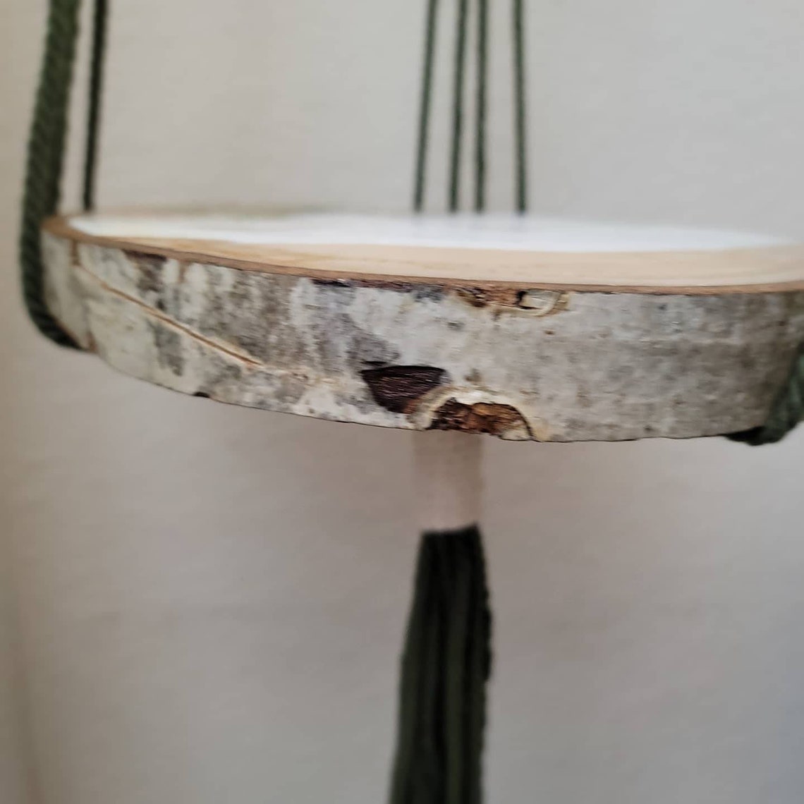 Macrame Hanging Table Aspen Wood Night Stand Fluid Art Decor - Etsy