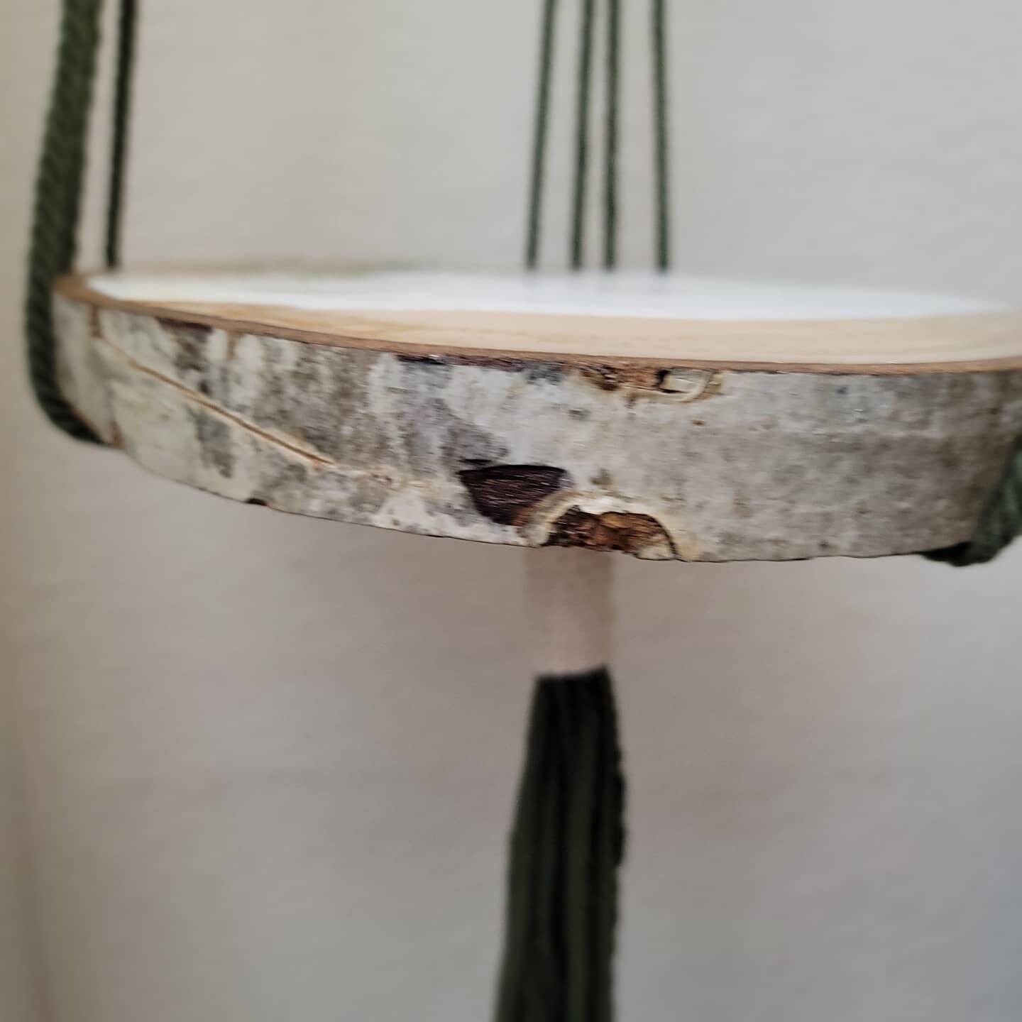 Macrame Hanging Table, Aspen Wood Night Stand, Fluid Art Decor - Etsy