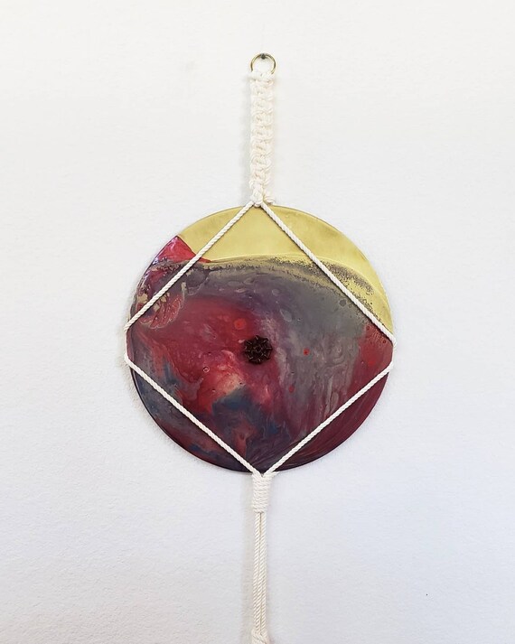 Mixed Media Painting Macrame Wall Hanging Industrial Decor | Etsy