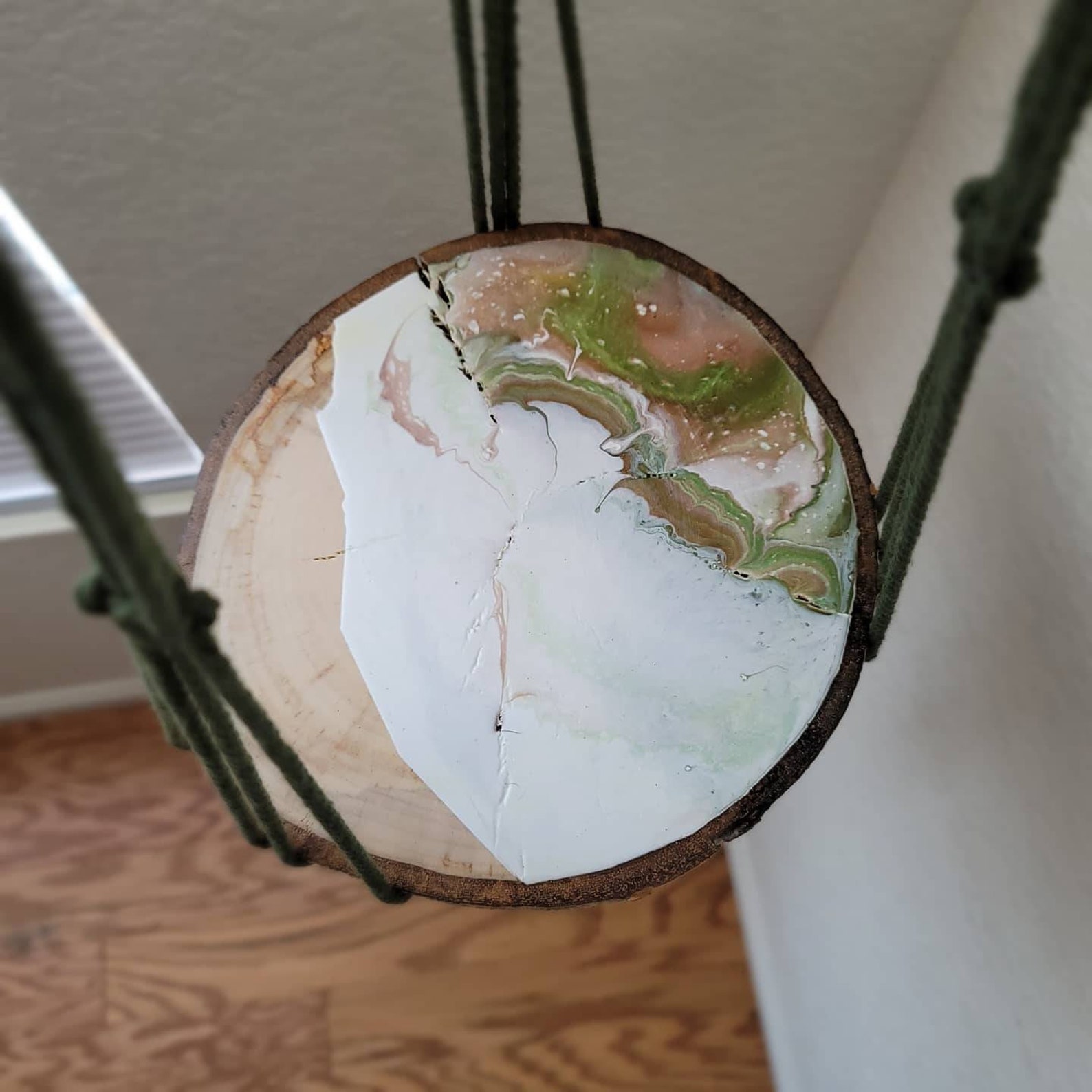 Macrame Hanging Table, Aspen Wood Night Stand, Fluid Art Decor - Etsy