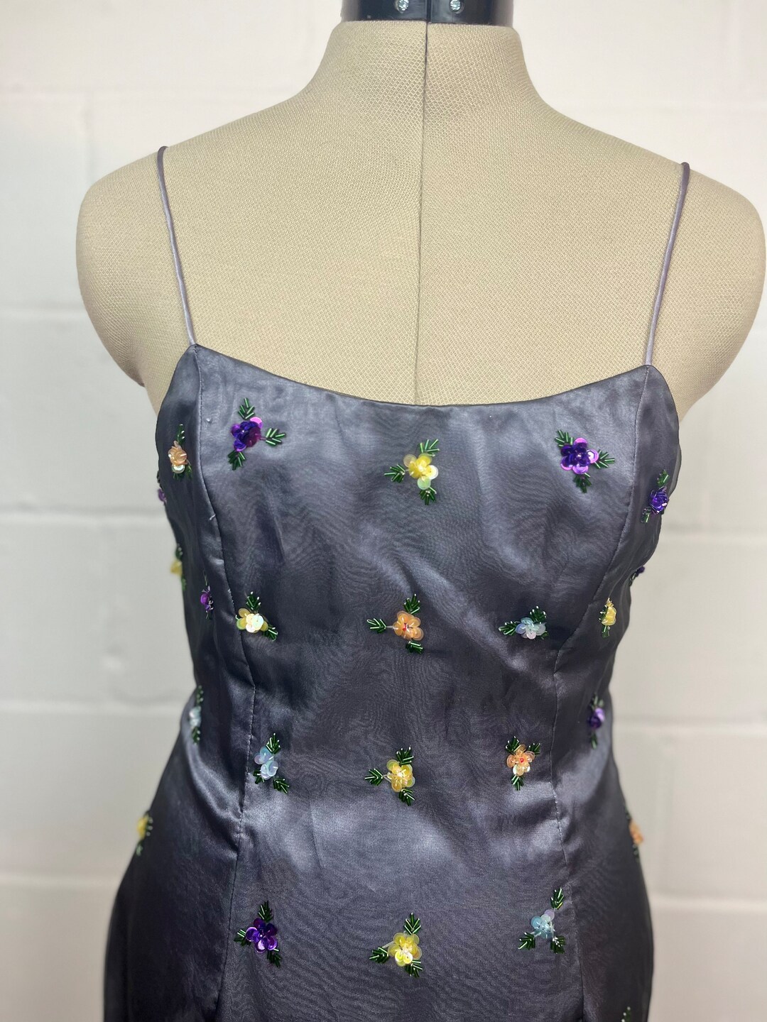 Vestido De Noche Con Cuentas Etsy México